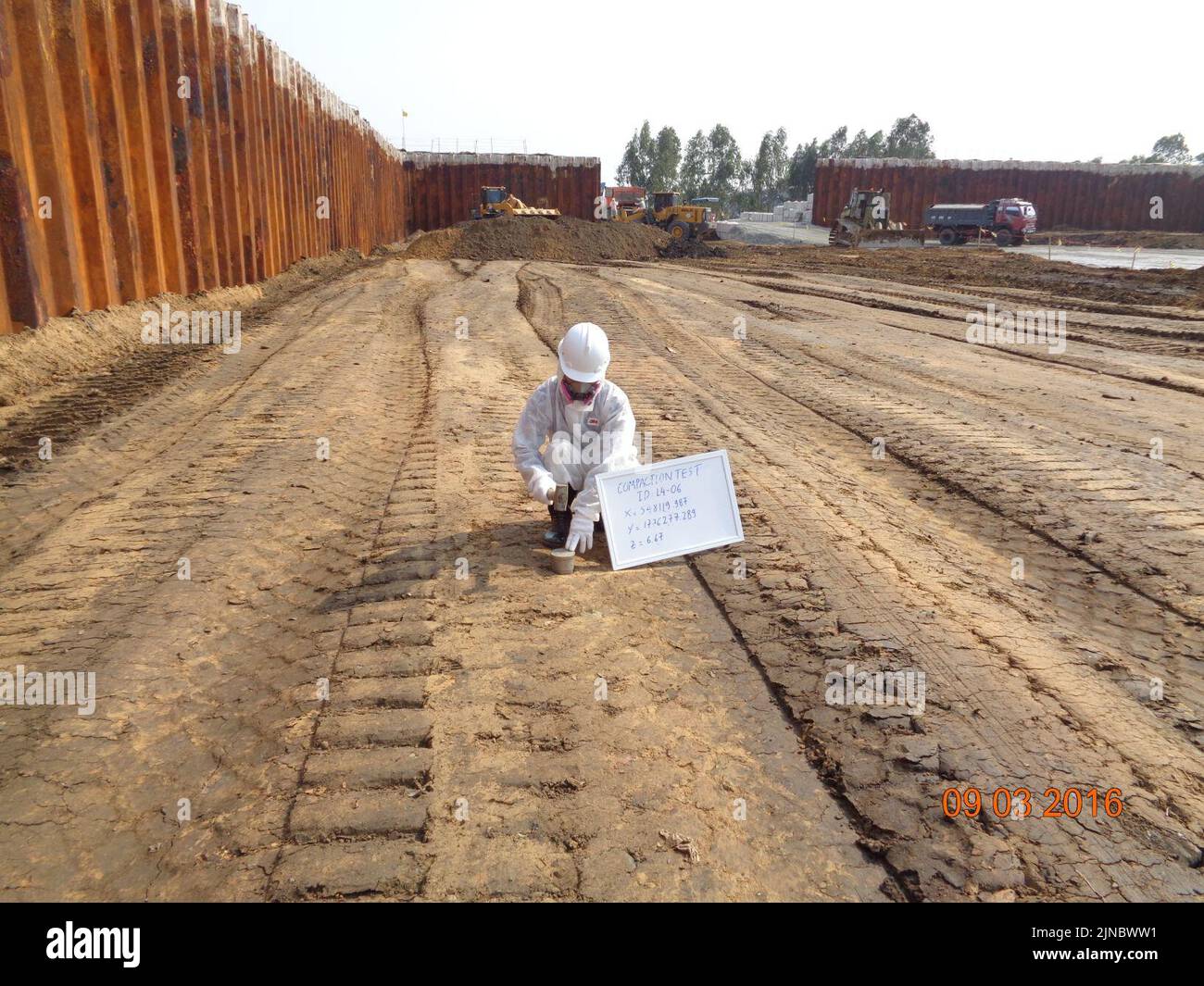 Testing compaction of soil sediment placed in the thermal treatment ...