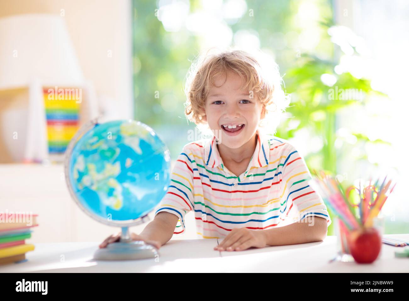 Kids go back to school. Children study and learn for preschool. Little ...