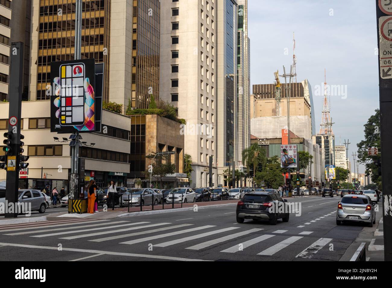 The busy Paulista Avenue and MASP museum in Sao Paulo, Brazil Stock ...