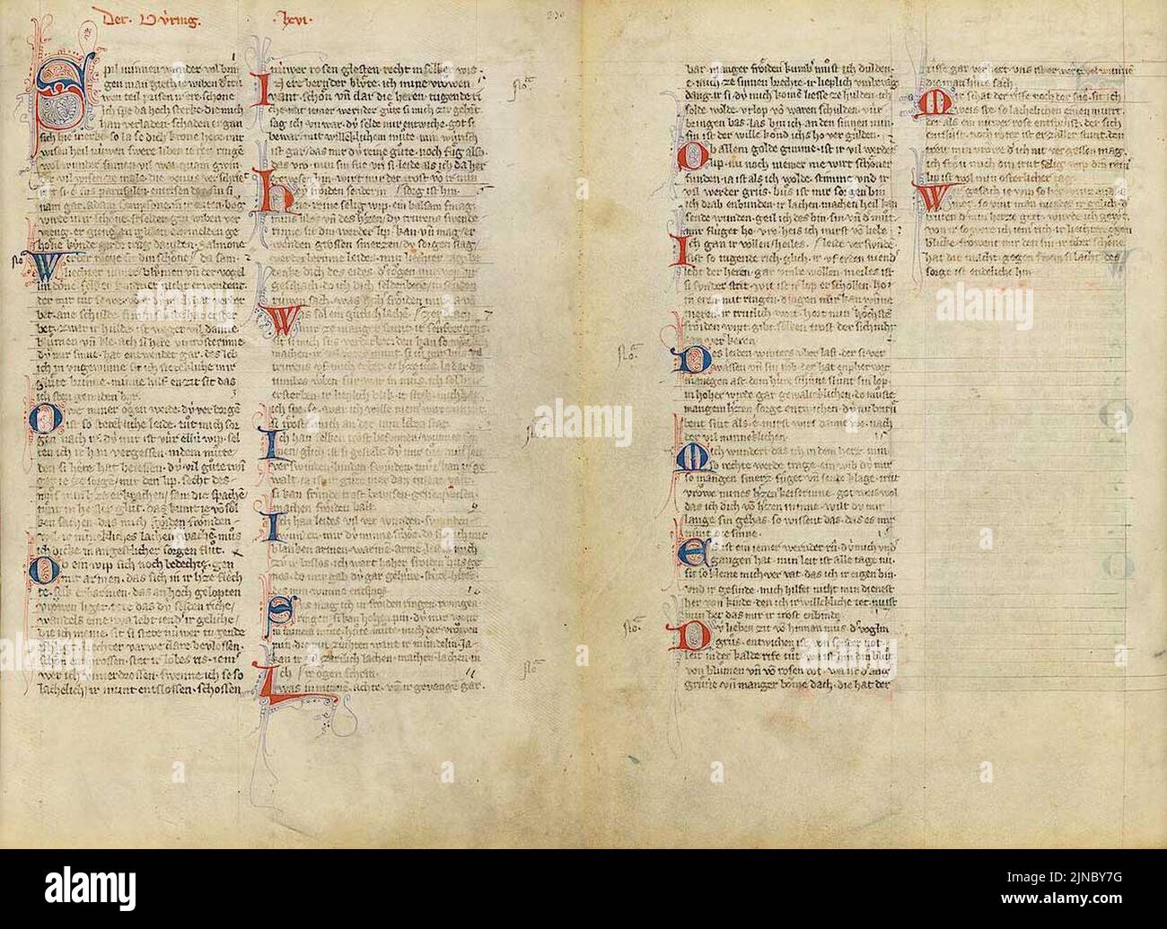 Text des Dürins im Codex Manesse Stock Photo - Alamy