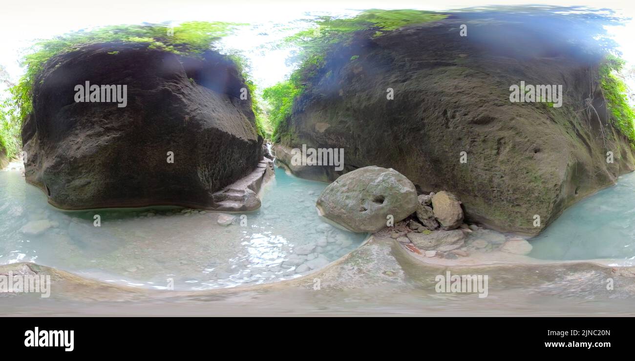 turquoise canyon river in the jungle of the Philippines, 360VR ...