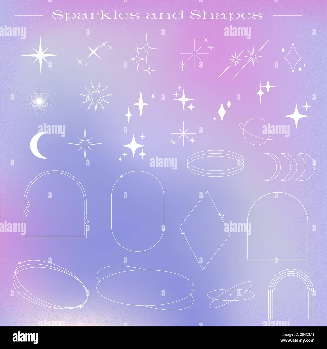 Set of modern trendy graphic design elements. Thin line shapes, flares ...