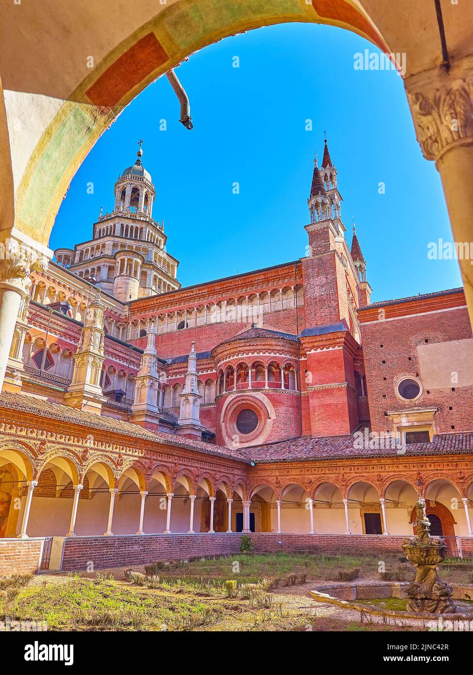 The view on the Cathedral of Cartosa di Pavia monastery complex from ...