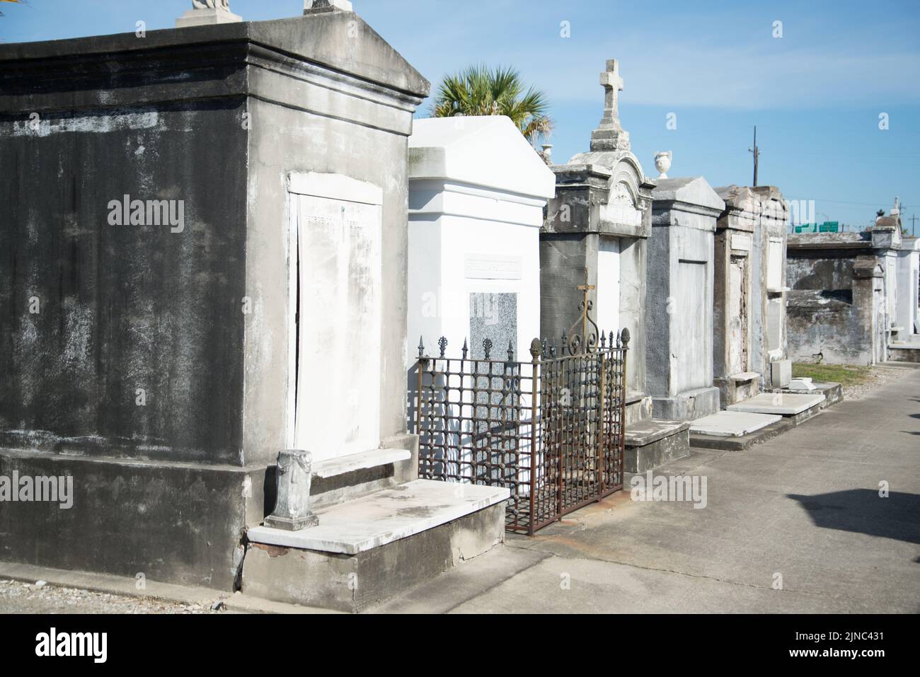A row of old crypts in an above-ground cemetery in New Orleans Stock ...