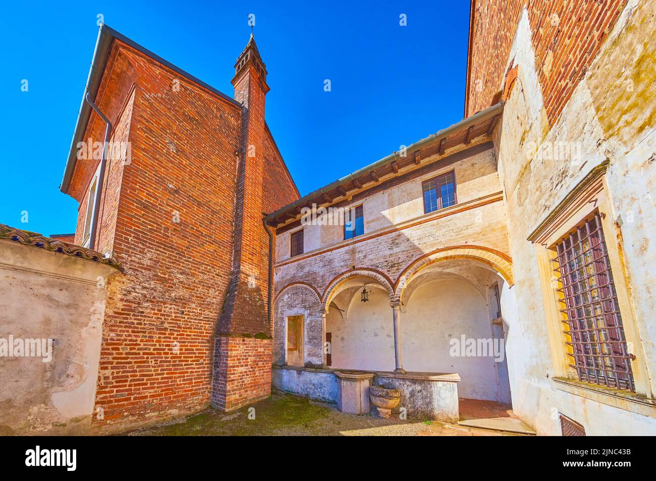 The medieval brick monk's cells of Certosa di Pavia monastery, Italy ...
