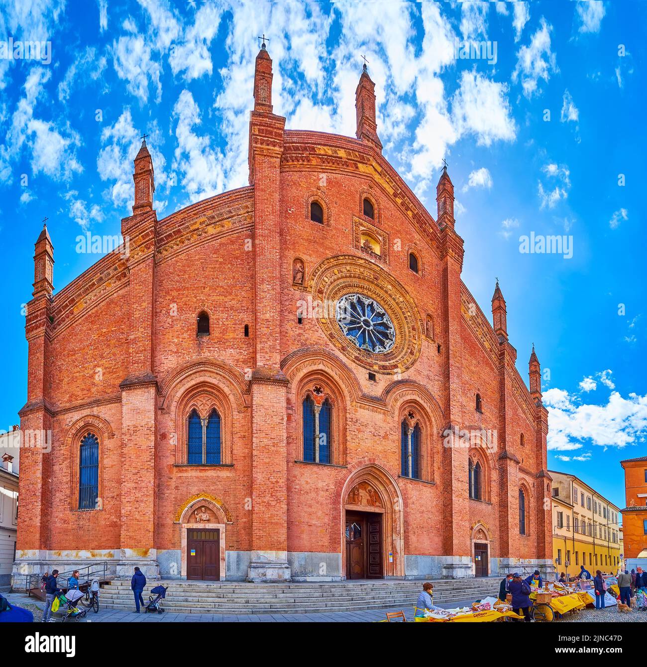PAVIA, ITALY - APRIL 9, 2022: Facade of gorgeus Chiesa di Santa Maria ...