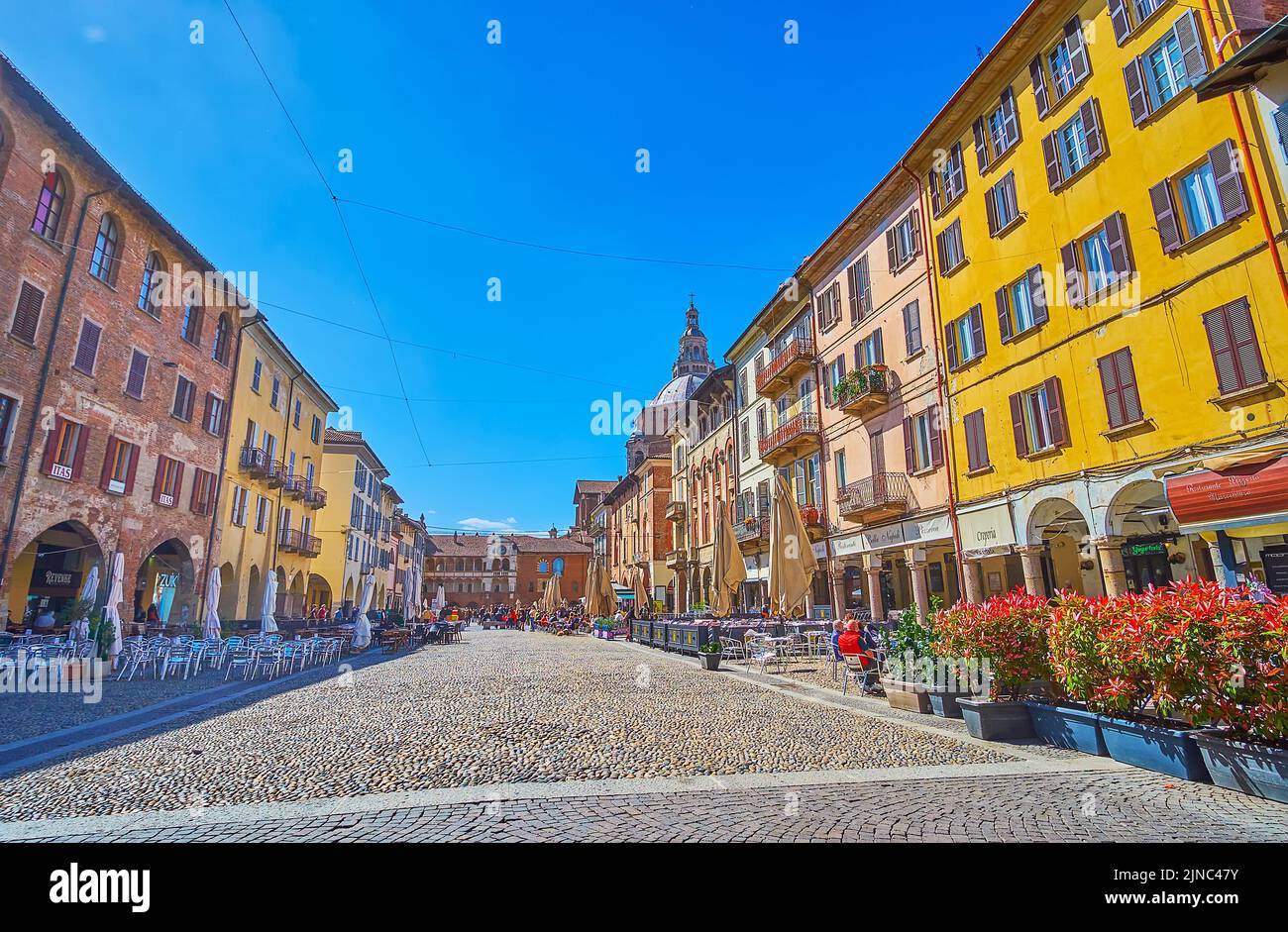 PAVIA, ITALY - APRIL 9, 2022: Piazza della Vittorio, also known as ...