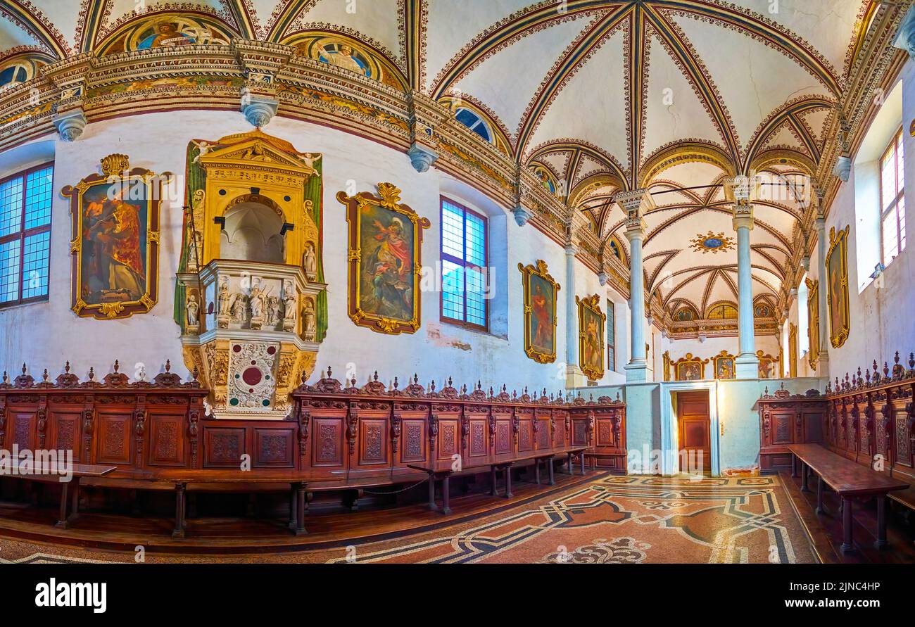 CERTOSA DI PAVIA, ITALY - APRIL 9, 2022: Panorama of the Refectory hall ...