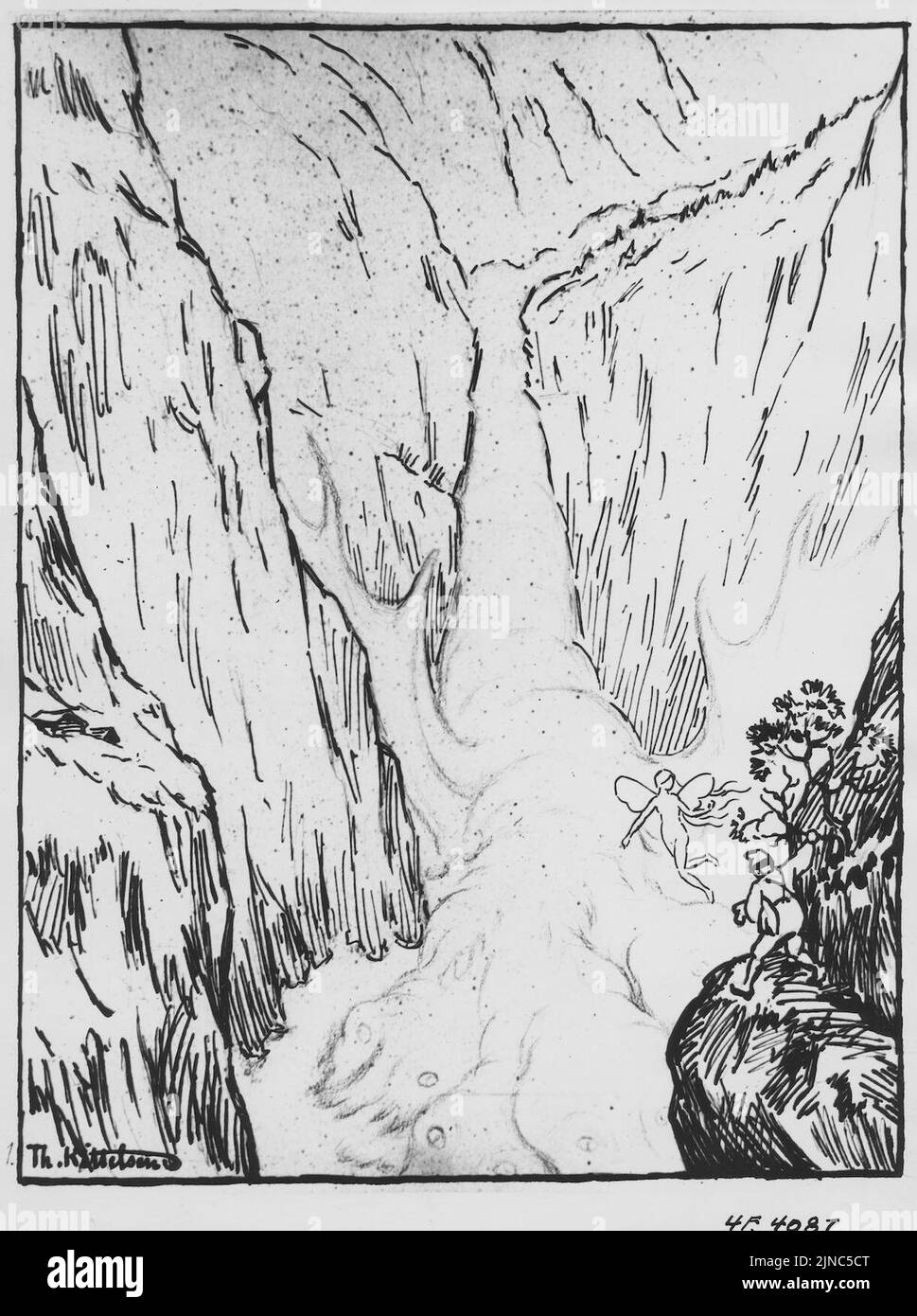 Th.Kittelsen. Skisse til Fossen (1907 Stock Photo - Alamy