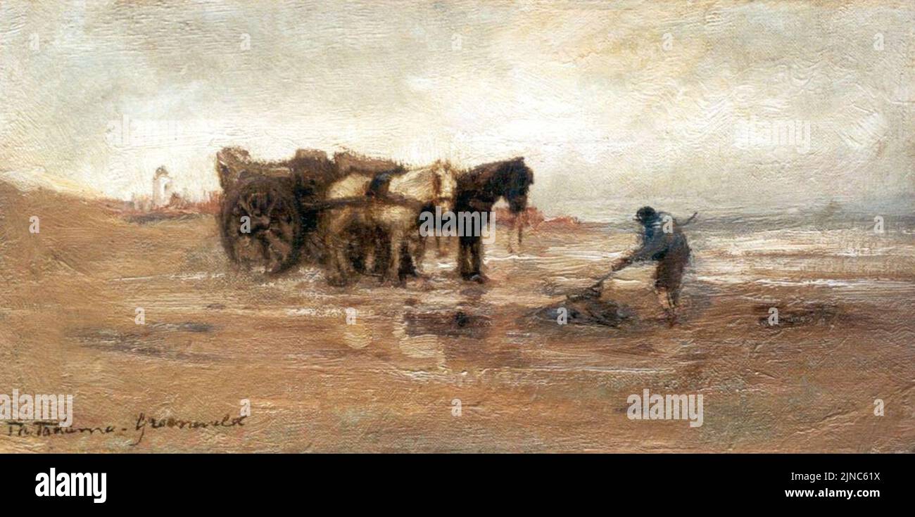 Thamine Tadama-Groeneveld - Shell-fisher on the beach, Katwijk Stock ...