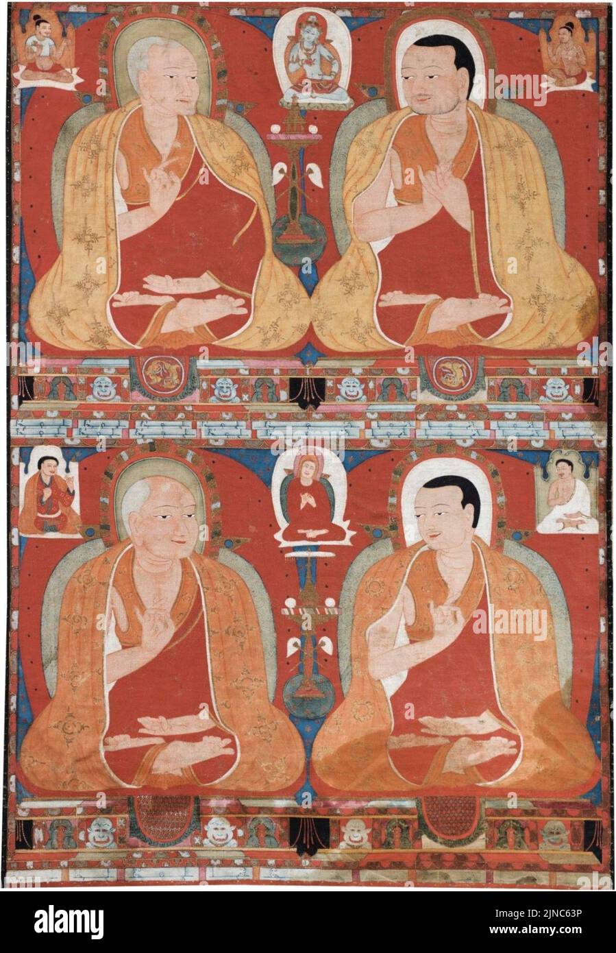 Thangka Depicting Four Kagyu Masters, Tibet, circa 1225 Stock Photo - Alamy