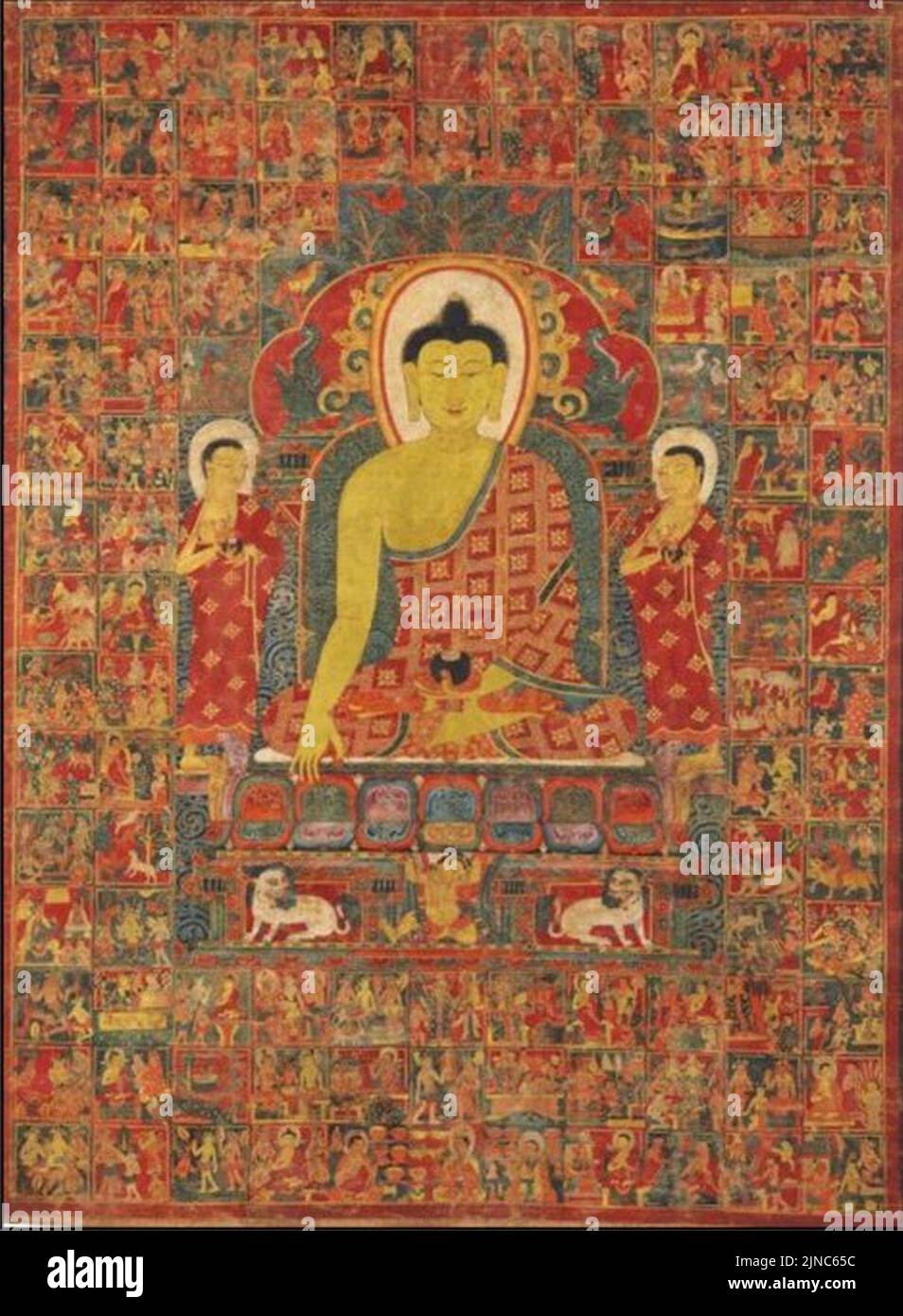 Thangka of Buddha with the One Hundred Jataka Tales, Tibet, 13th-14th ...
