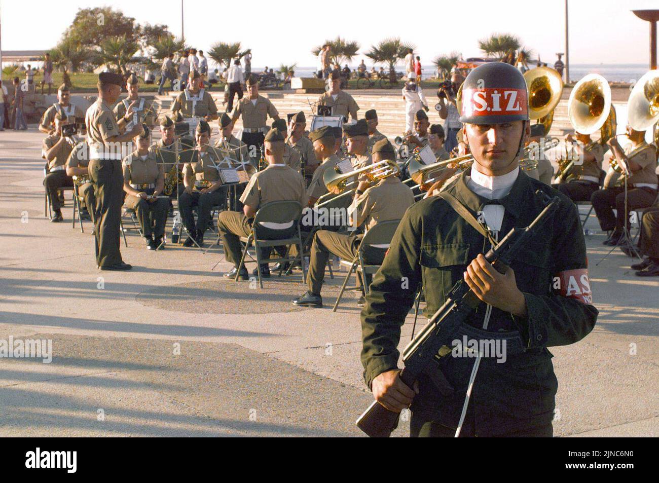 The 2d Marine Division Band performs in a park in Iskenderum, Turkey ...