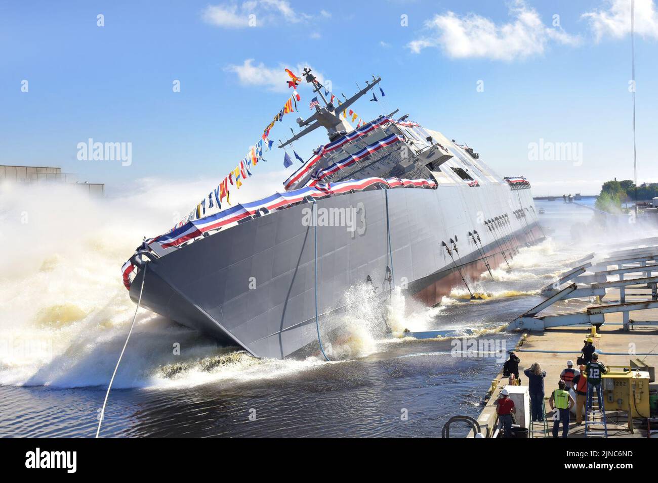 The 13th littoral combat ship, the future USS Wichita (LCS 13) launches ...