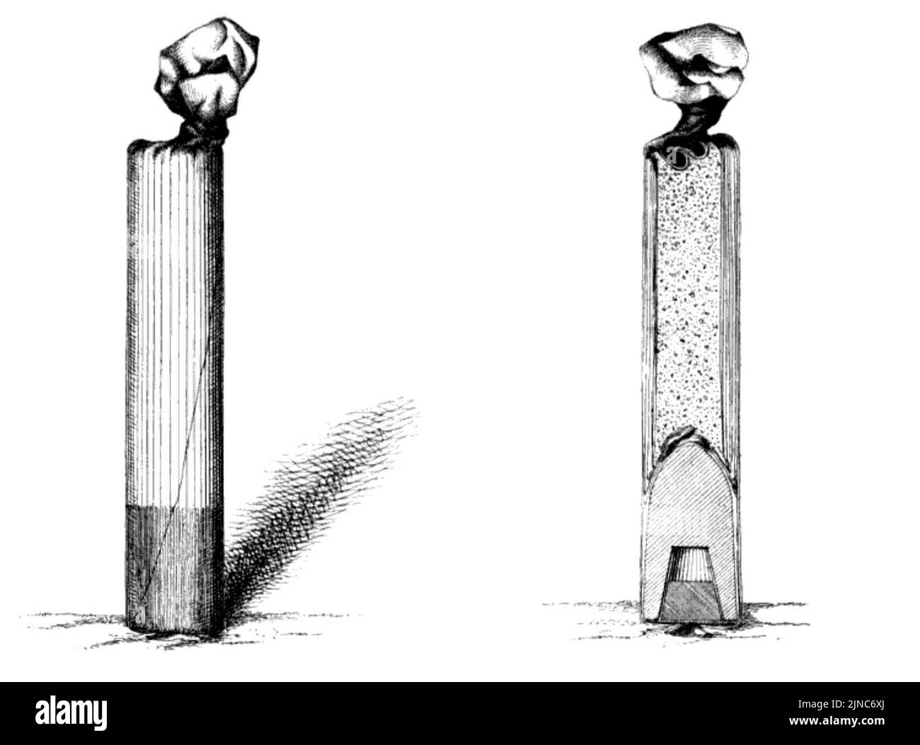 The 1857 Enfield cartridge illustration and cross section view Stock ...