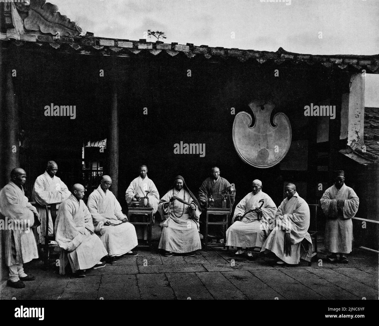THE ABBOT AND MONKS OF KUSHAN MONASTERY Stock Photo - Alamy