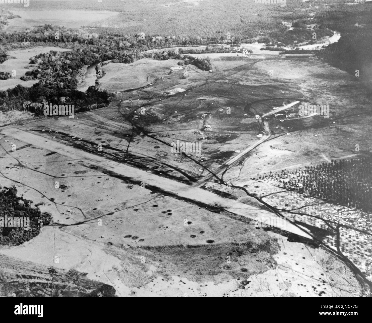 An aerial view of Henderson Field airstrip on Guadalcanal. This ...