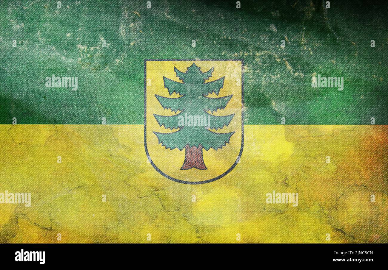 Top view of retro flag Oborniki slaskie, Poland with grunge texture ...