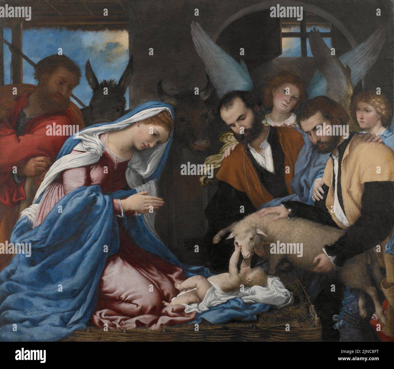 The Adoration of the Shepherds, by Lorenzo Lotto Stock Photo - Alamy