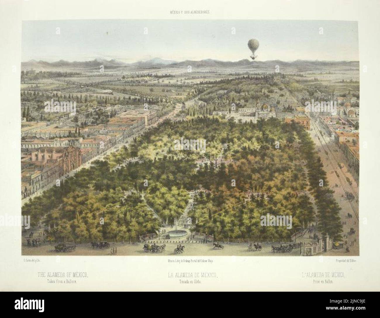 The Alameda of Mexico, taken from a balloon Stock Photo - Alamy