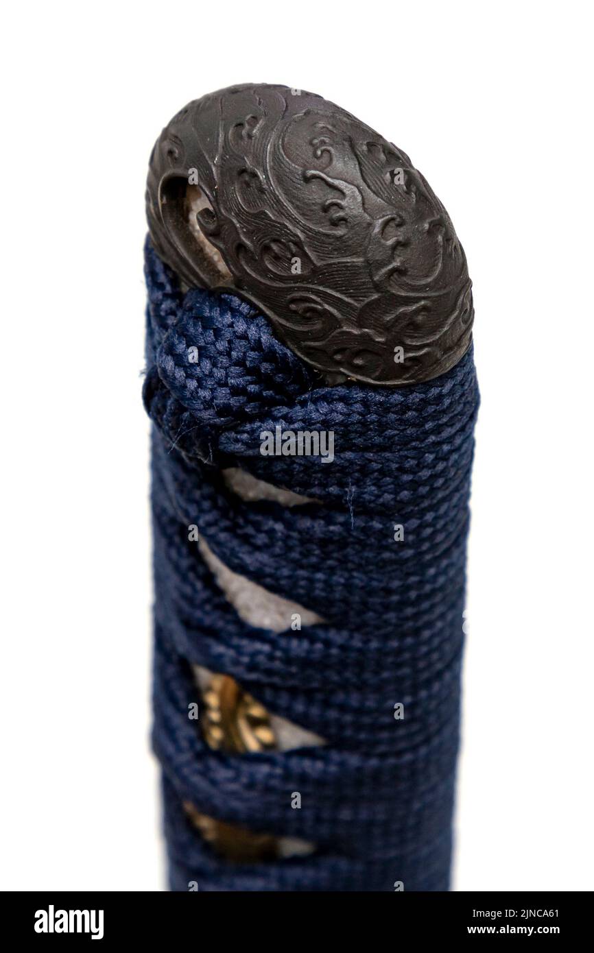 Wave design Kashira : butt cap (or pommel) made of steel on the end of ...