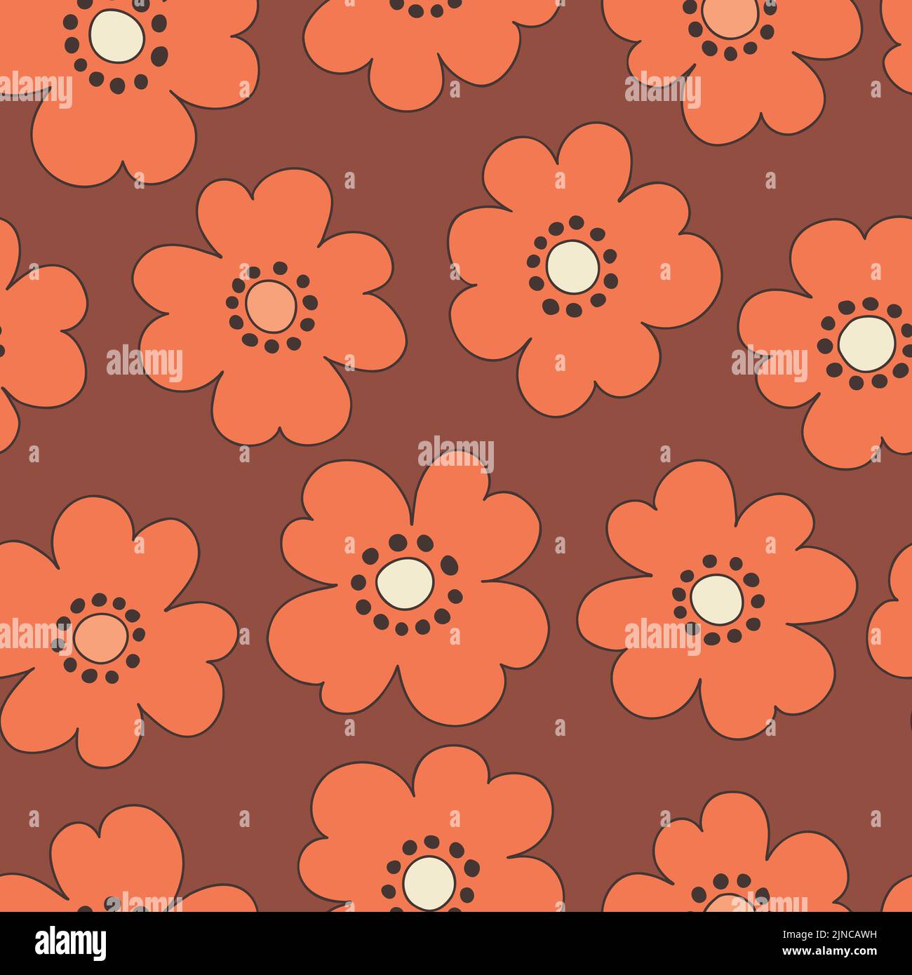 Monochrome Large Scale Hand-Drawn Floral Vector Seamless Pattern. Retro ...