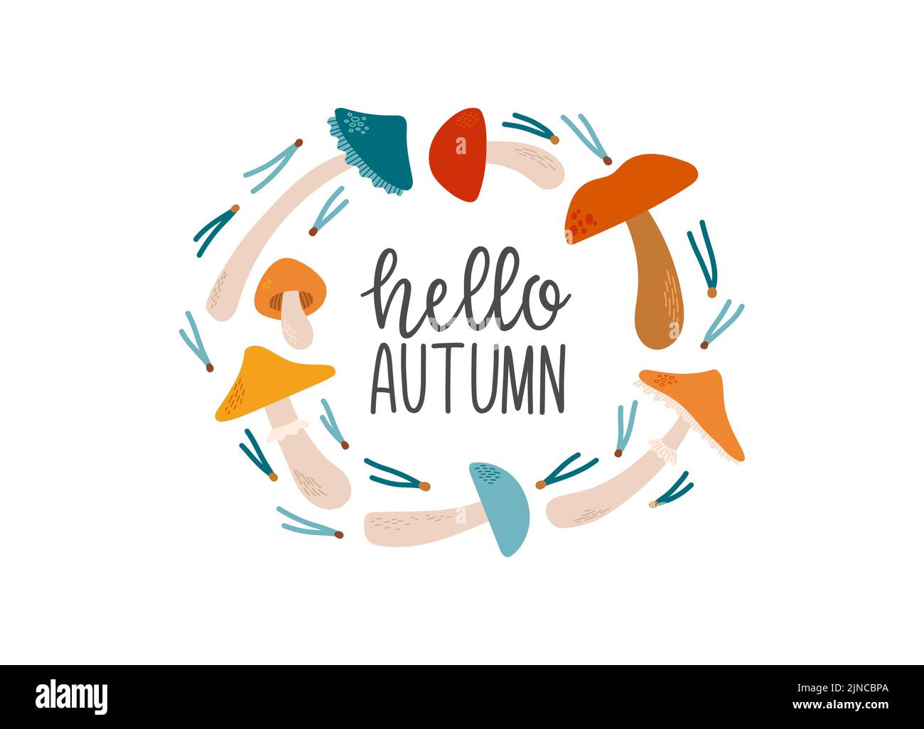 Hello autumn lettering fall season slogan vector Stock Vector Image ...