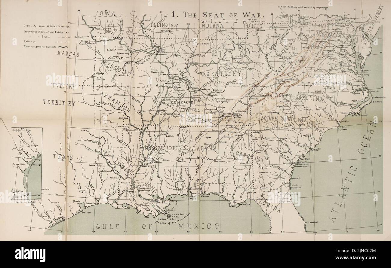 The American Civil War-maps Stock Photo - Alamy