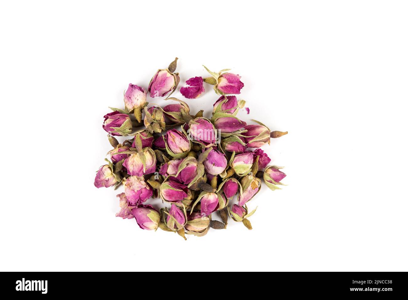 Dehydrated pink rose buds top down view isolated over white Stock Photo ...