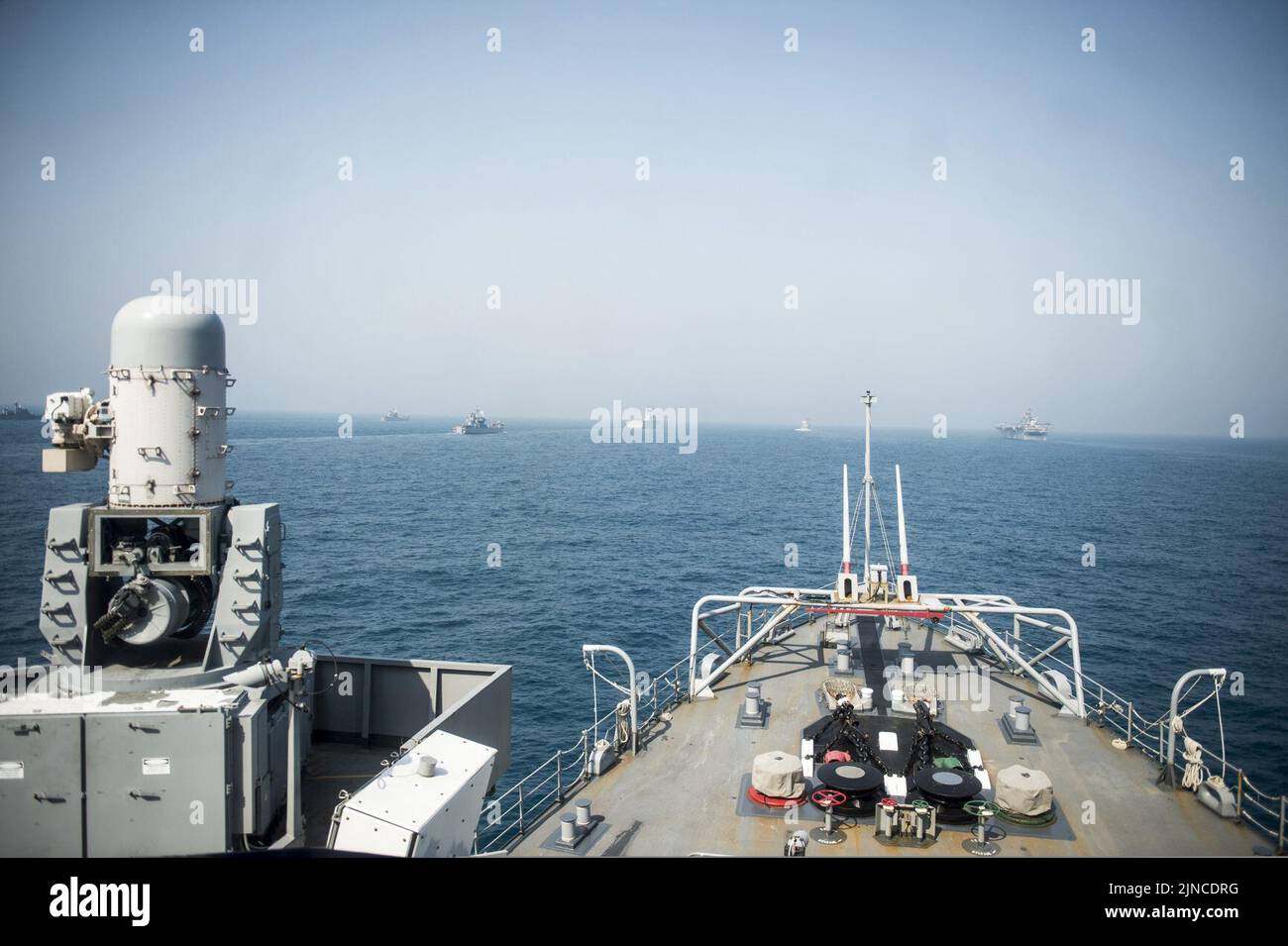The amphibious transport dock ship USS Denver (LPD 9) transits the East ...