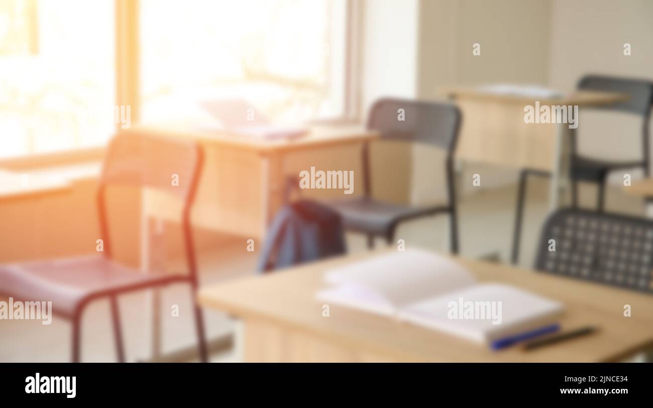 Blurred view empty classroom hi-res stock photography and images - Alamy