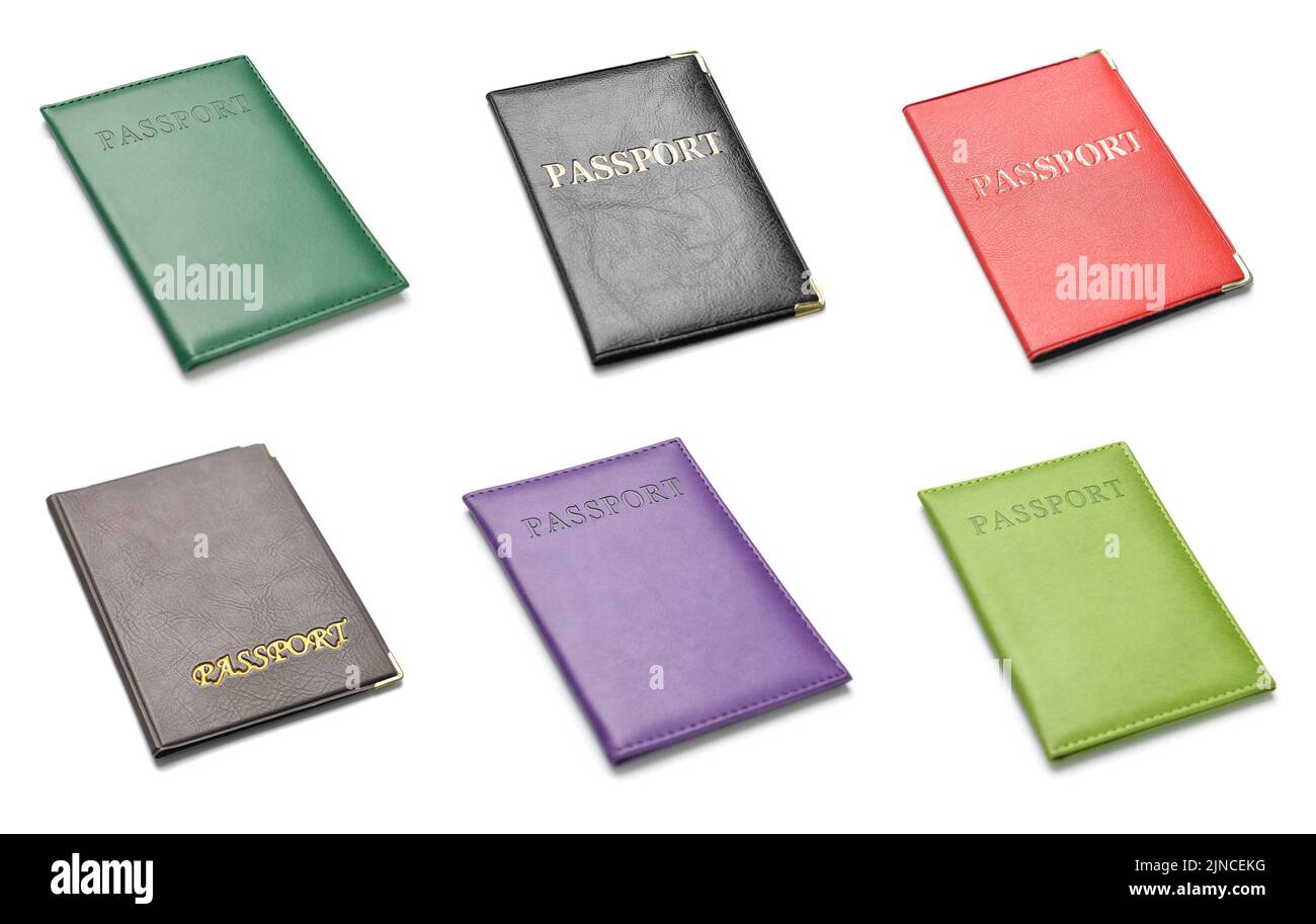Set of passports isolated on white Stock Photo - Alamy