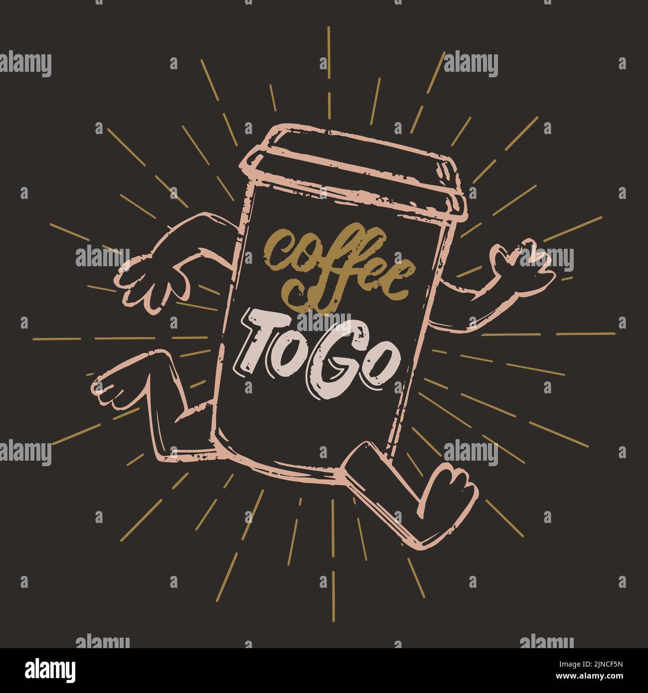 Coffee to go sign idea drawn in chalk on a blackboard for printing and ...