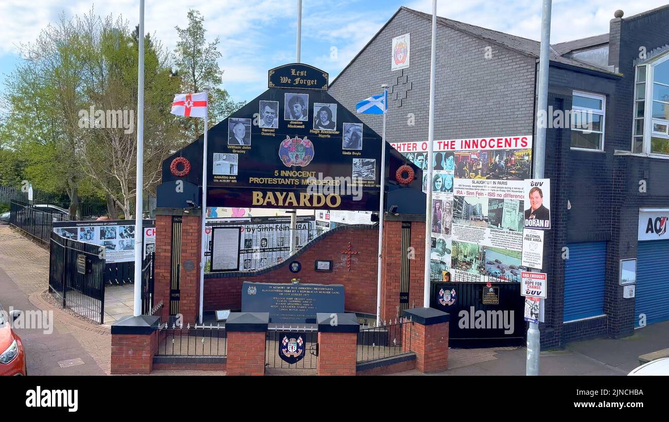 Bayardo Memorial in Belfast for 5 murdered Protestants - BELFAST, UK ...