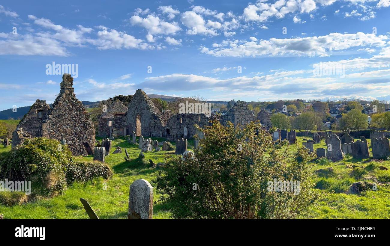 Ancient Cemetery and ruins of a church in Northern Ireland Stock Photo ...