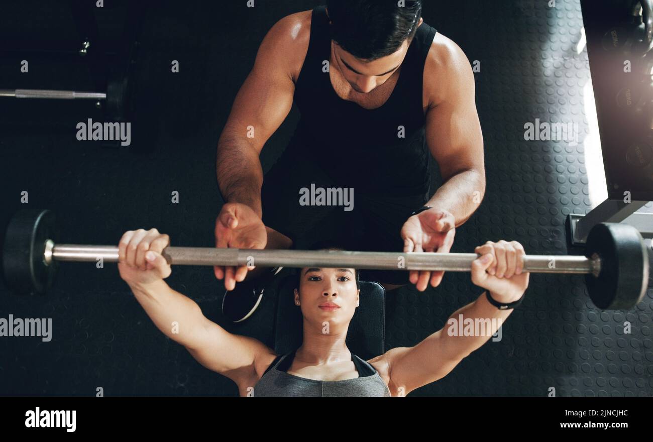 Champions are a product of hardwork. High angle shot of an attractive ...