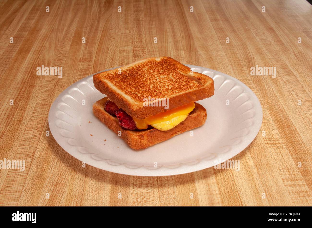 Hearty red hot egg and cheese breakfast sandwich Stock Photo - Alamy