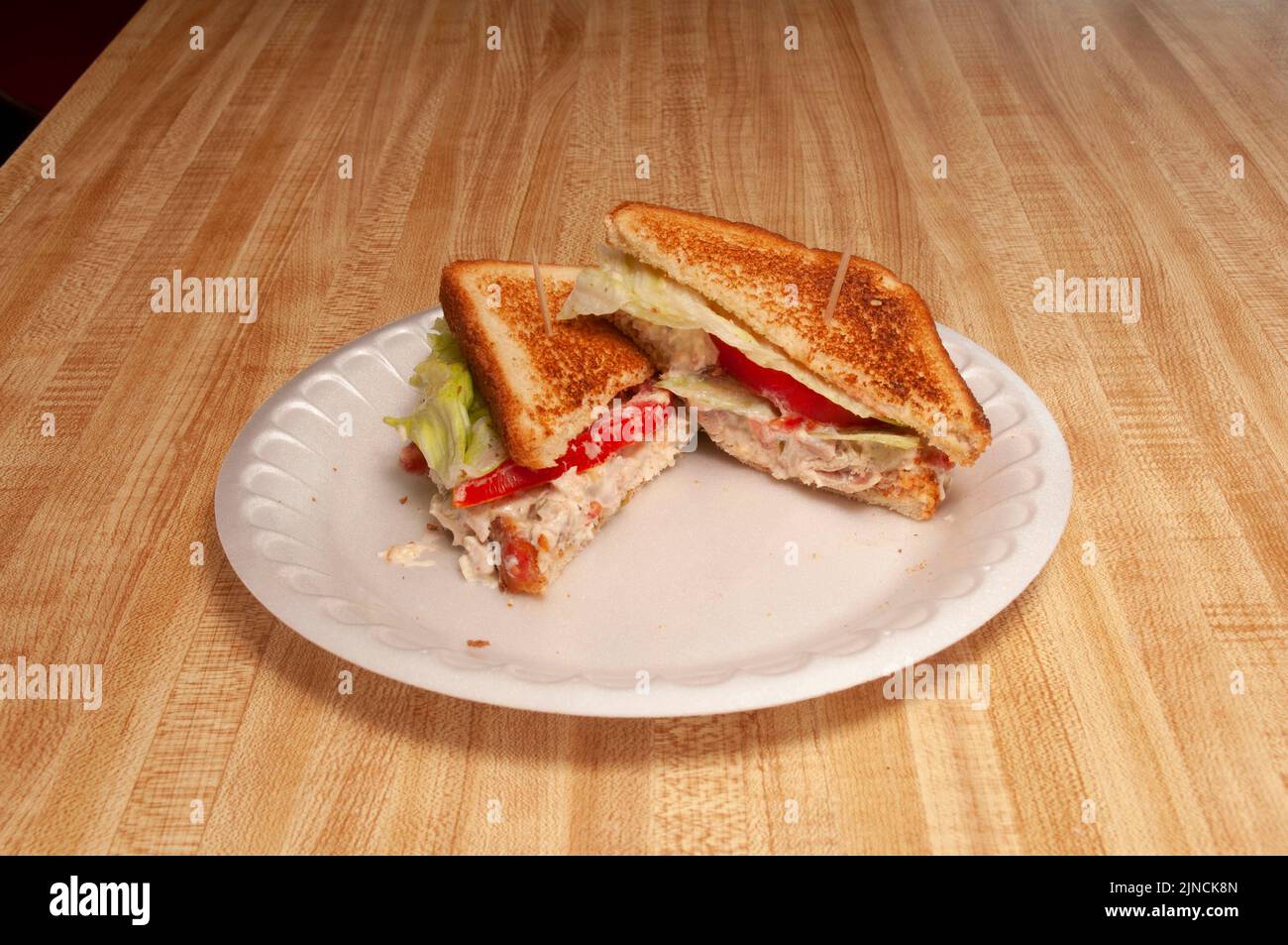 Delicious American lunch cuisine known as the chicken salad sandwich ...