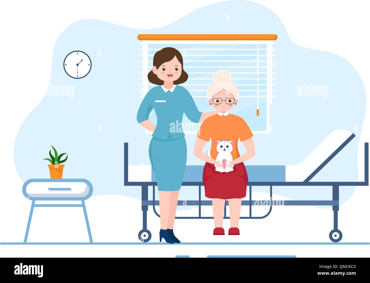 Elderly Care Services Hand Drawn Cartoon Flat Illustration with ...