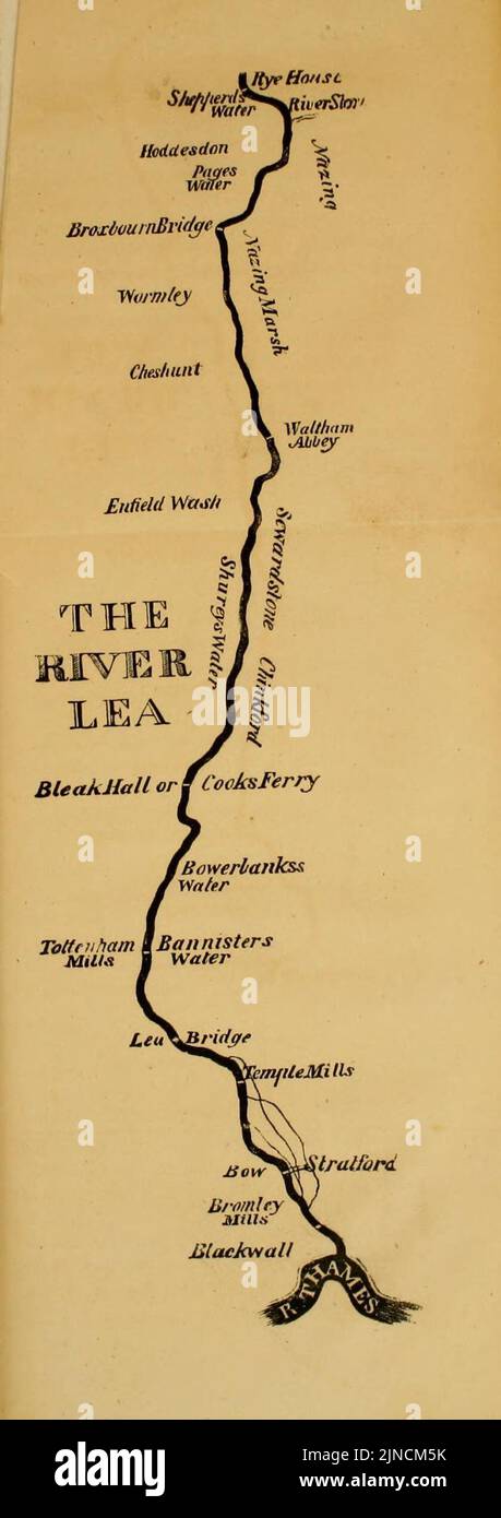 The angler's guide (Map- River Lea Stock Photo - Alamy