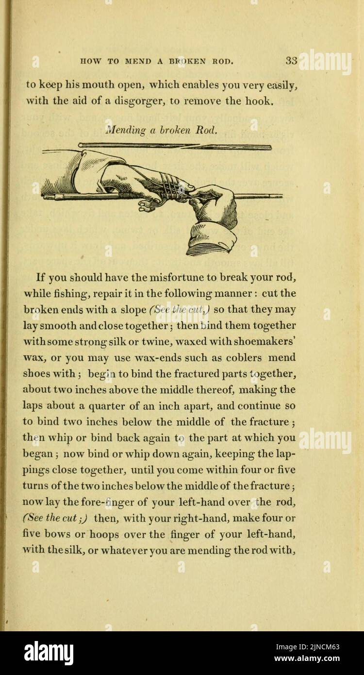 The angler's guide (Page 33, Fig.- Mending a broken rod Stock Photo - Alamy