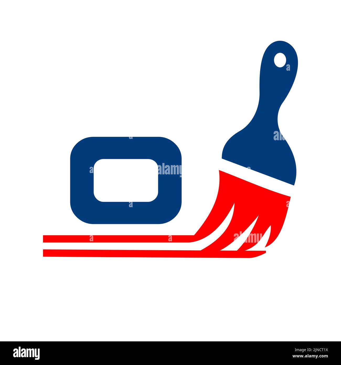 Paint logo on letter O sign. Paint brush element, house paint, painting ...