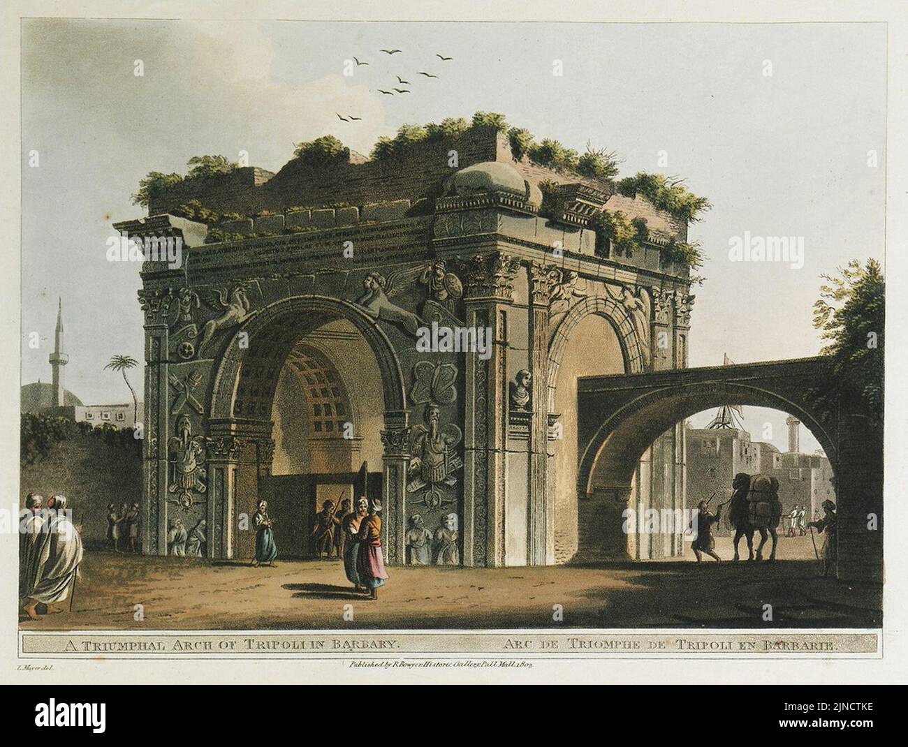 The Arch of Marcus Aurelius in Tripoli by Lugigi Mayer 1803 Stock Photo ...