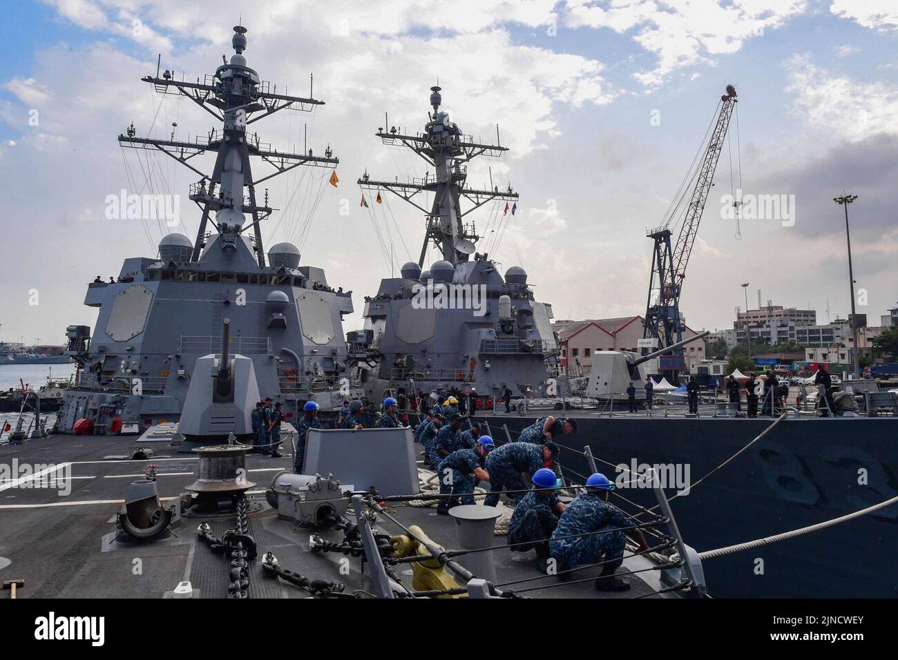 The Arleigh Burke-class guided-missile destroyers USS Kidd (DDG 100 ...