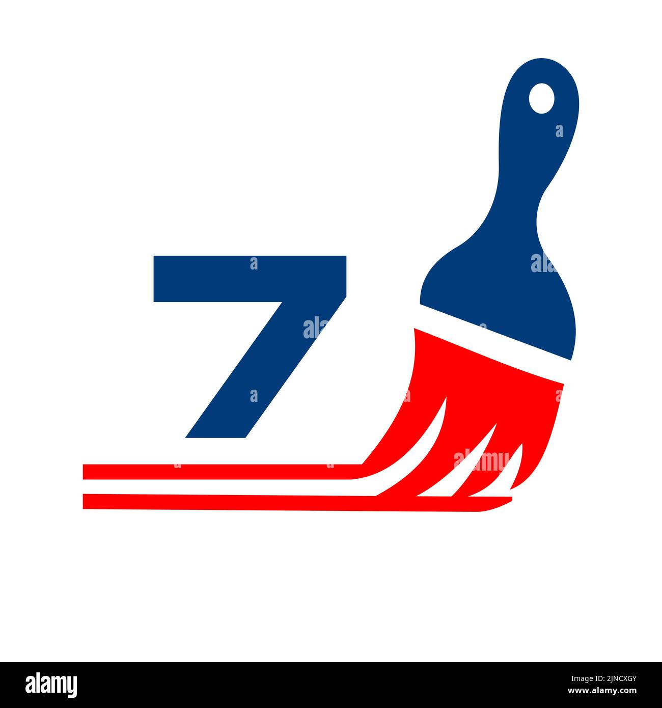 Paint logo on letter 7 sign. Paint brush element, house paint, painting ...