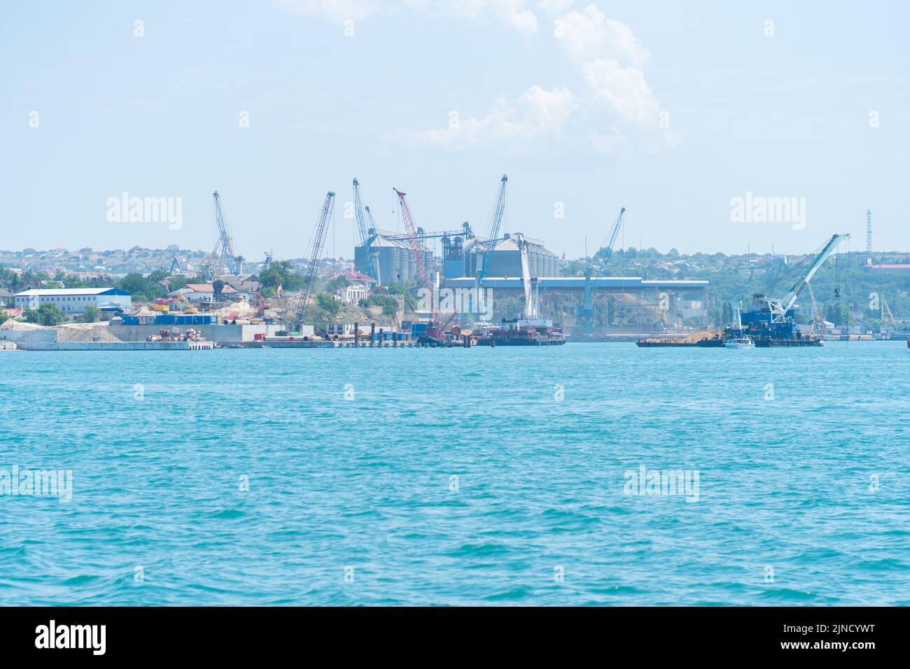 RUSSIA, CRIMEA - JUL 08, 2022: Sea port ship sevastopol crimea fleet ...