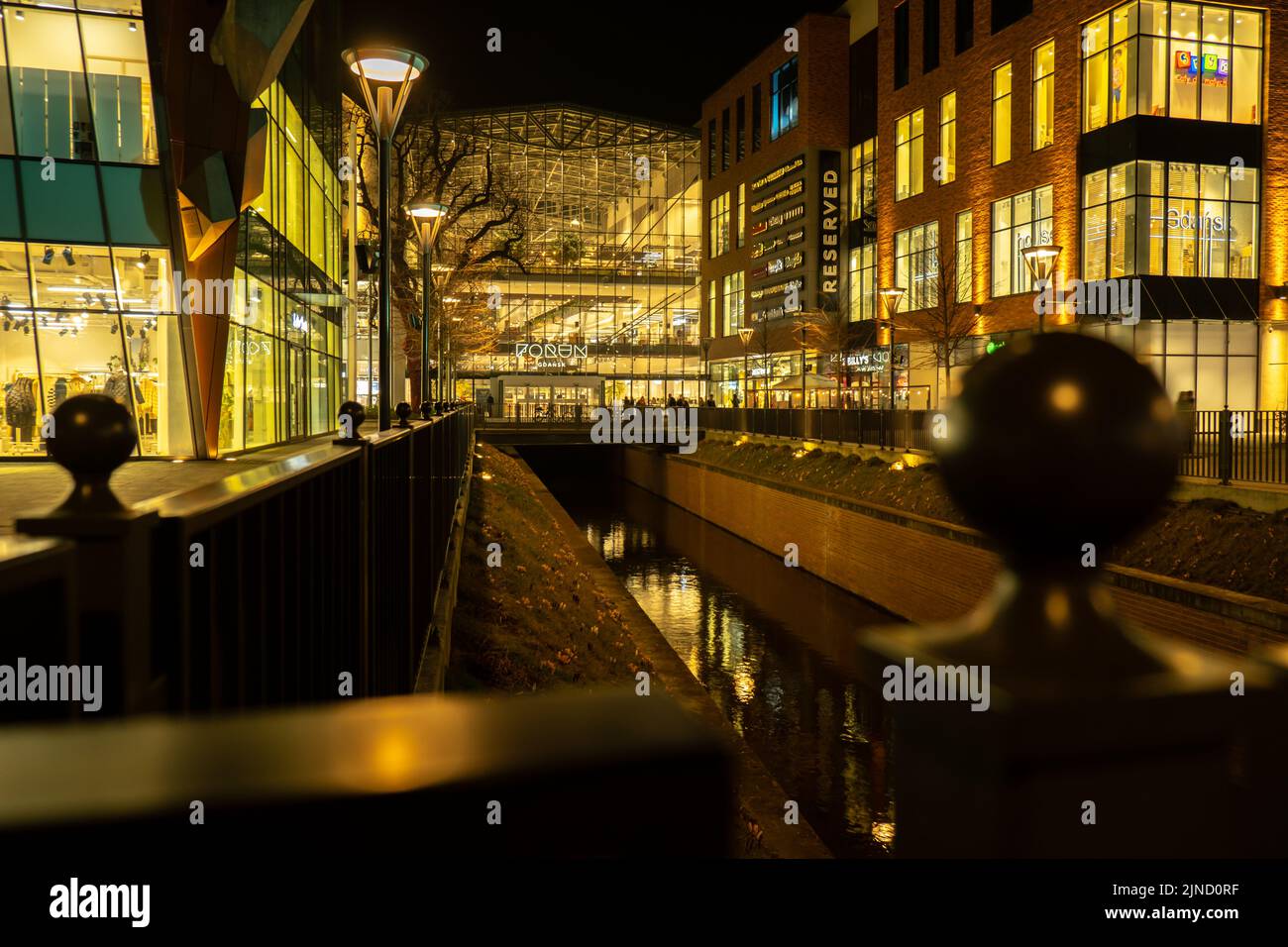 Gdansk Poland - April 2022. Forum gallery shopping mall at night ...