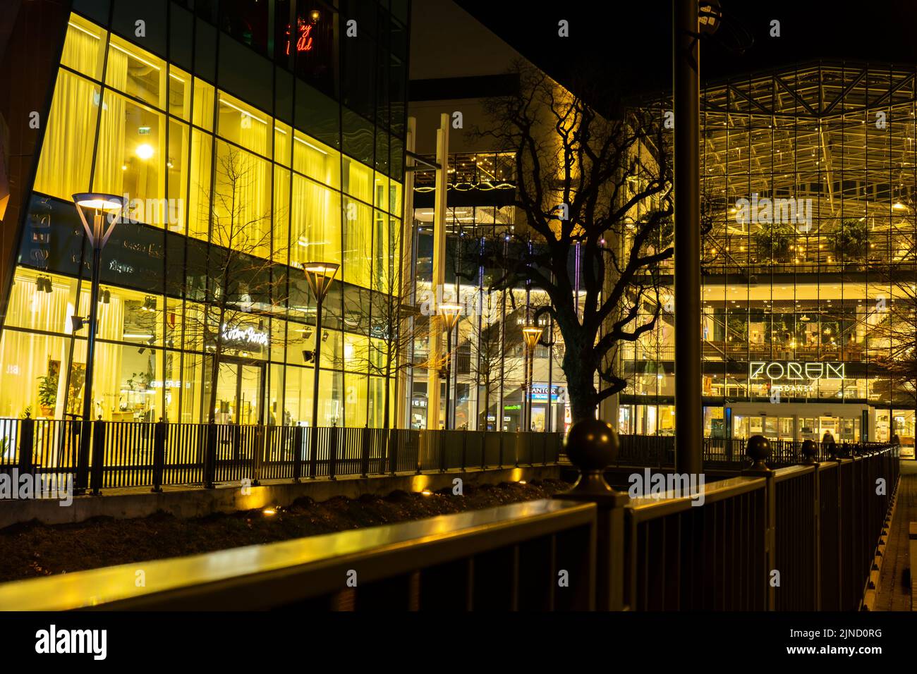 Gdansk Poland - April 2022. Forum gallery shopping mall at night ...