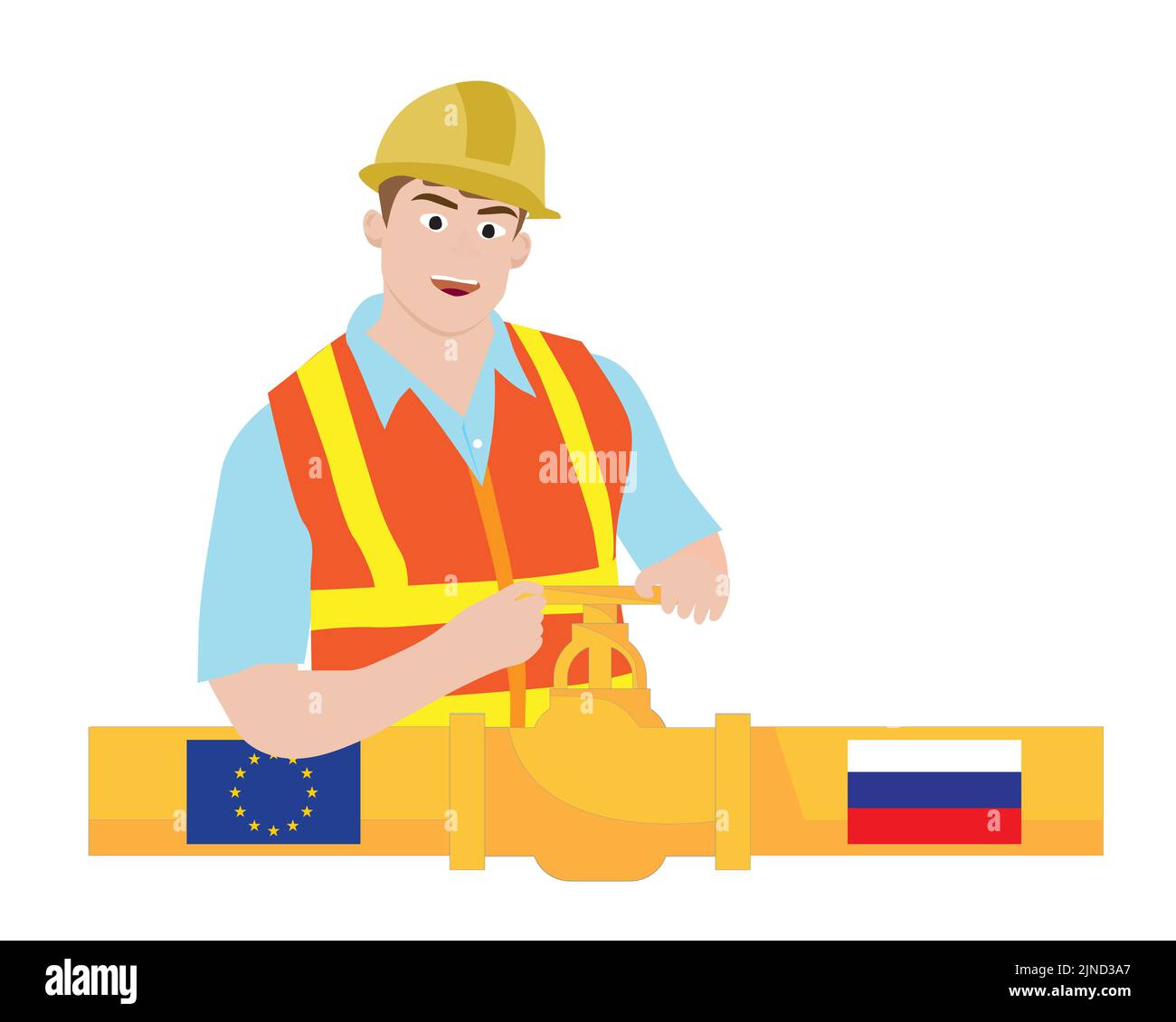 Industrial worker closed oil pipeline valve. Fuel gas pipeline with ...