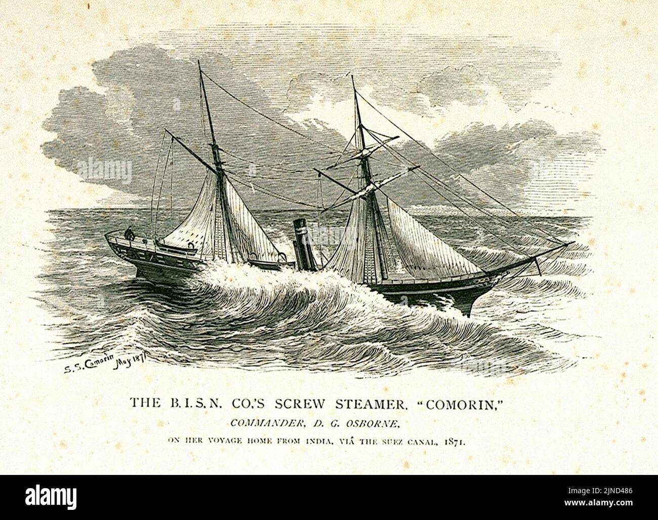 The B.I.S.N. Co.'s screw steamer Comorin, commander, D.G.Osborne, on ...